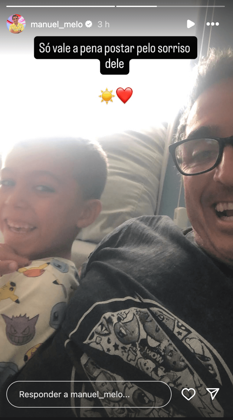 Manuel Melo mostra o reencontro com o filho